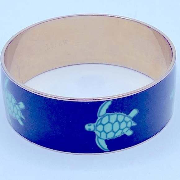 J. Crew | Jewelry | J Crew Designer Navy Enamel With Green Turtles ...